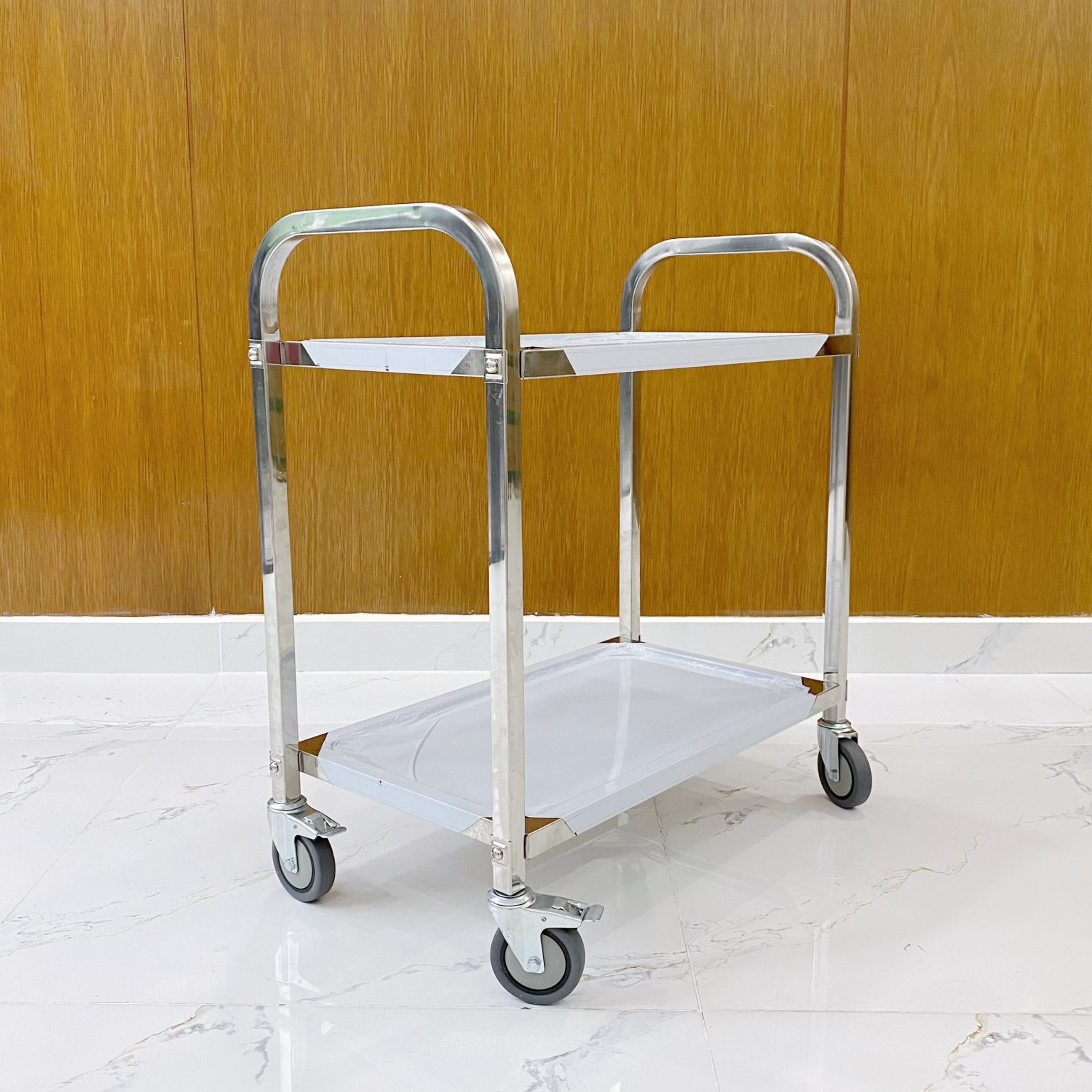 #1 Nơi bán Xe đẩy inox 2 tầng trung S1002 chính hãng SQC